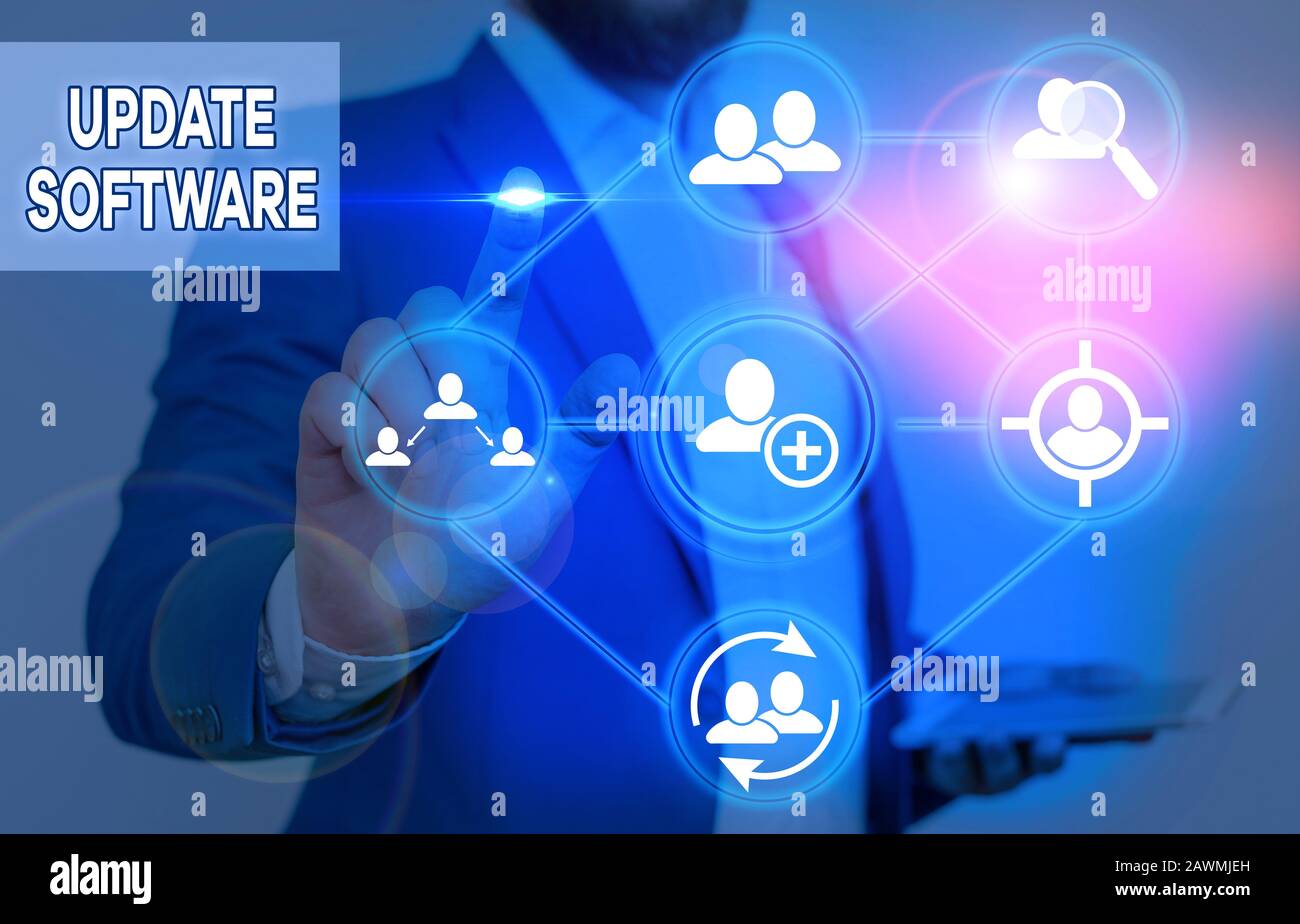 Conceptual hand writing showing Update Software. Concept meaning adds ... Conceptual hand writing showing Update Software. Concept meaning adds ...