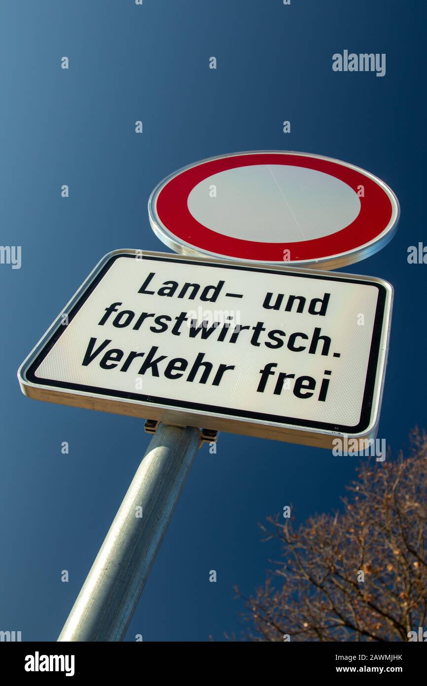 german traffic sign agricultural traffic may drive, no other vehicles ...
