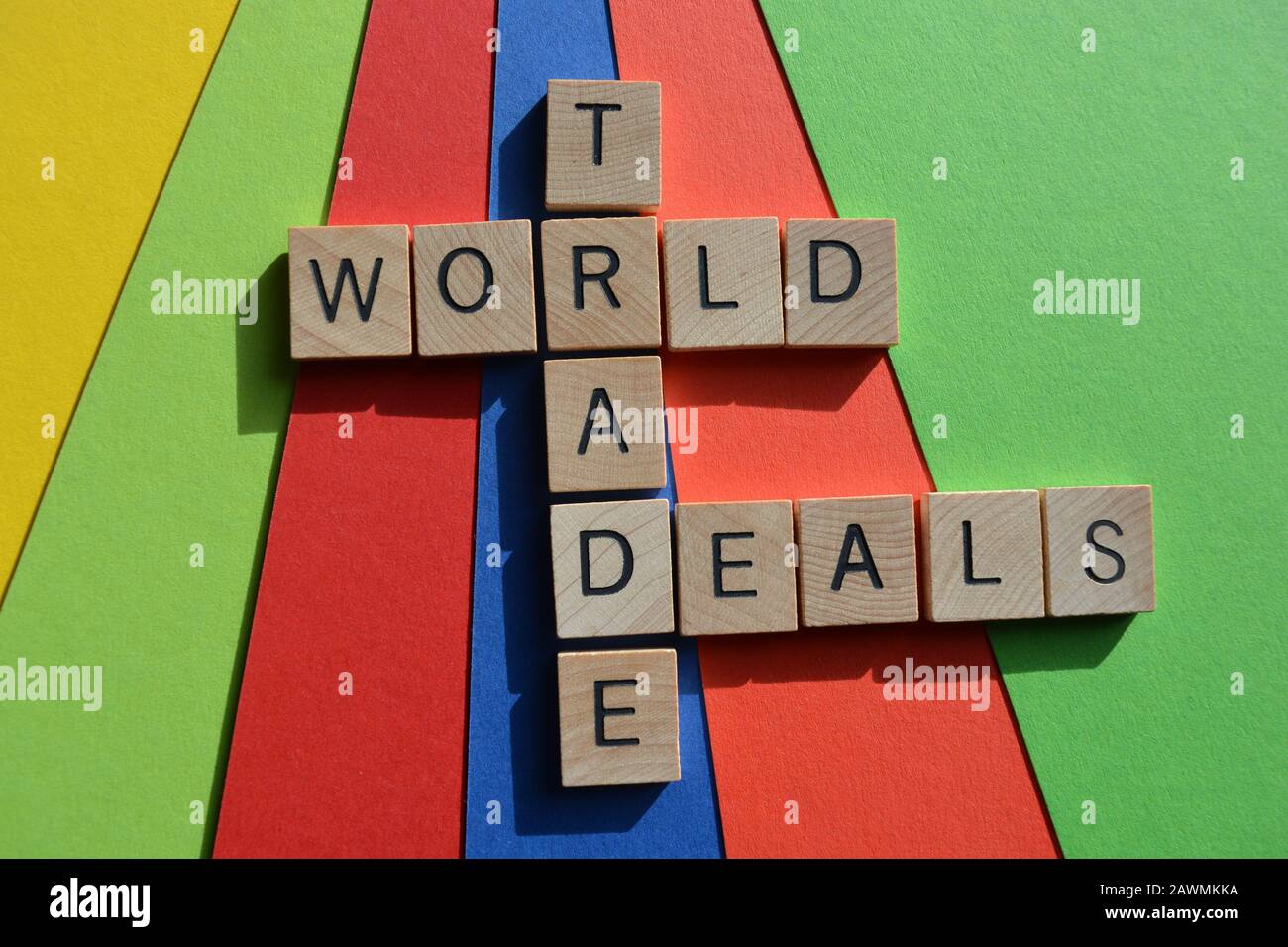 World, Trade, Deals, words in 3d wooden alphabet letters in crossword ...