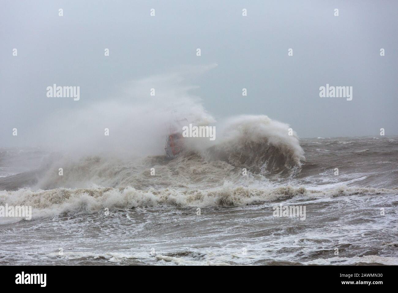 Hastings Lifeboat in Winter Storm Ciara Stock Photo - Alamy