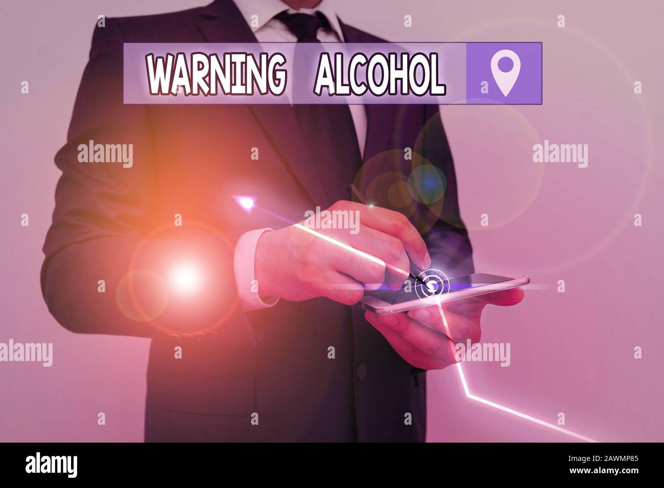 Writing note showing Warning Alcohol. Business concept for messages ...