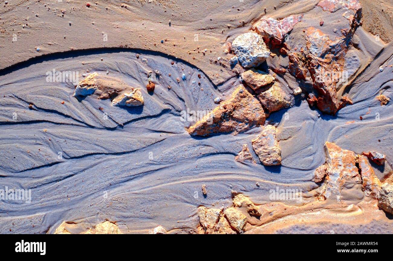 Abstract color sand texture at kaolin mine Stock Photo - Alamy