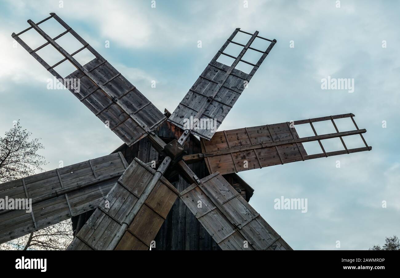Old authentic traditional wind mill Stock Photo - Alamy