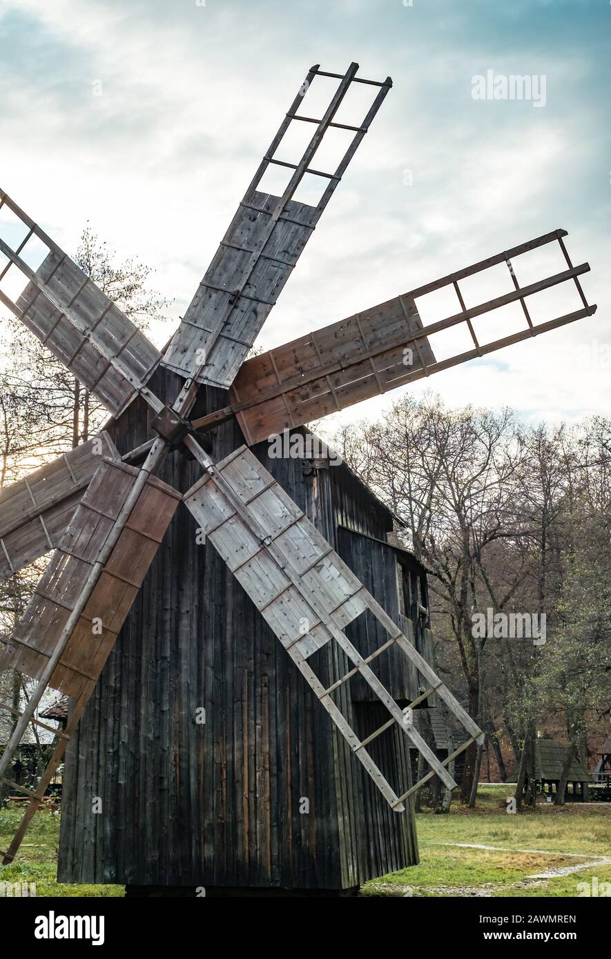 Old authentic traditional wind mill Stock Photo - Alamy