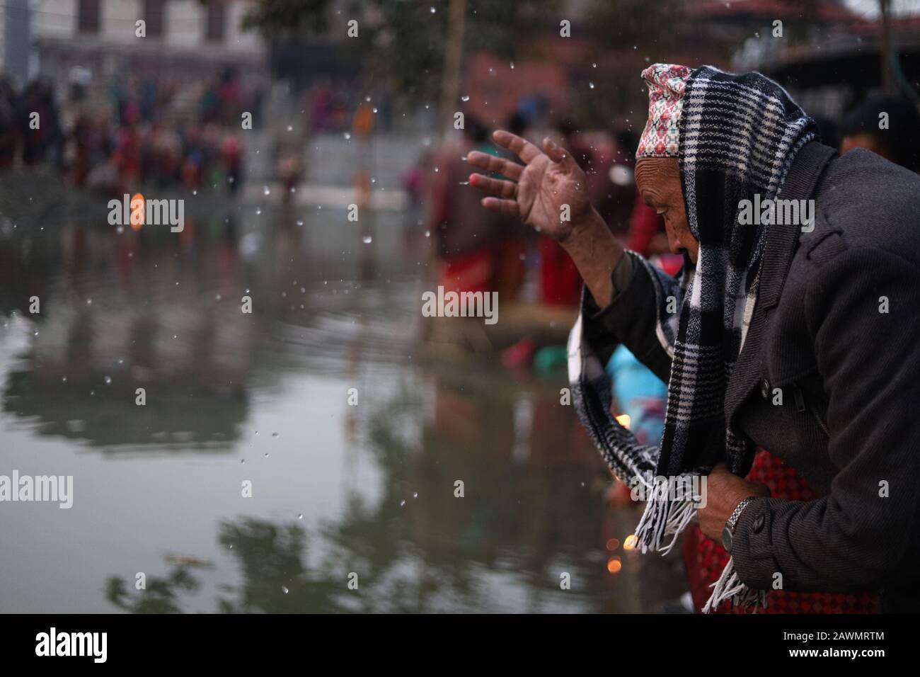 Bhaktapur, Nepal. 09th Feb, 2020. A Nepalese Hindu devotees offering ...