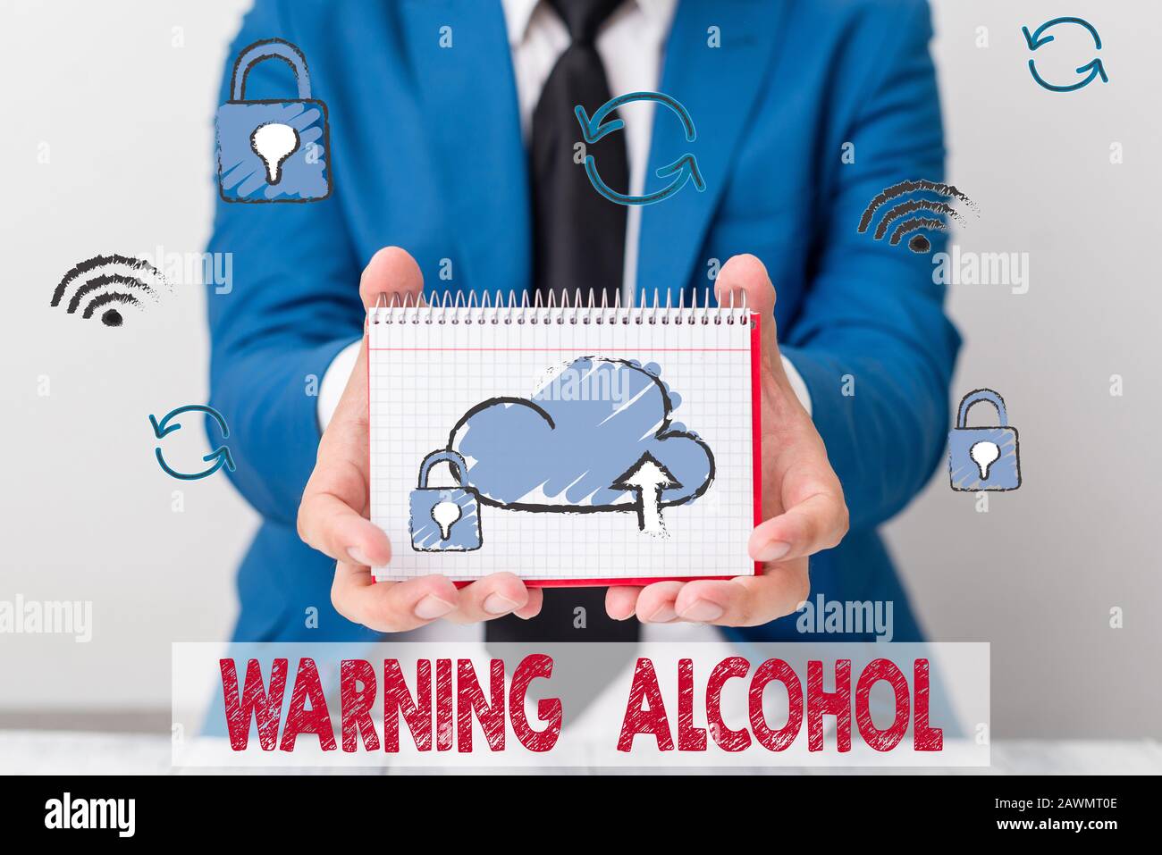 Text sign showing Warning Alcohol. Business photo text messages appear ...