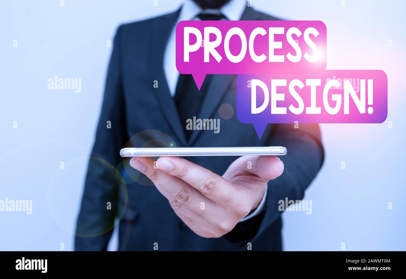 Writing Note Showing Process Design Business Concept For Process Of Originating And Developing