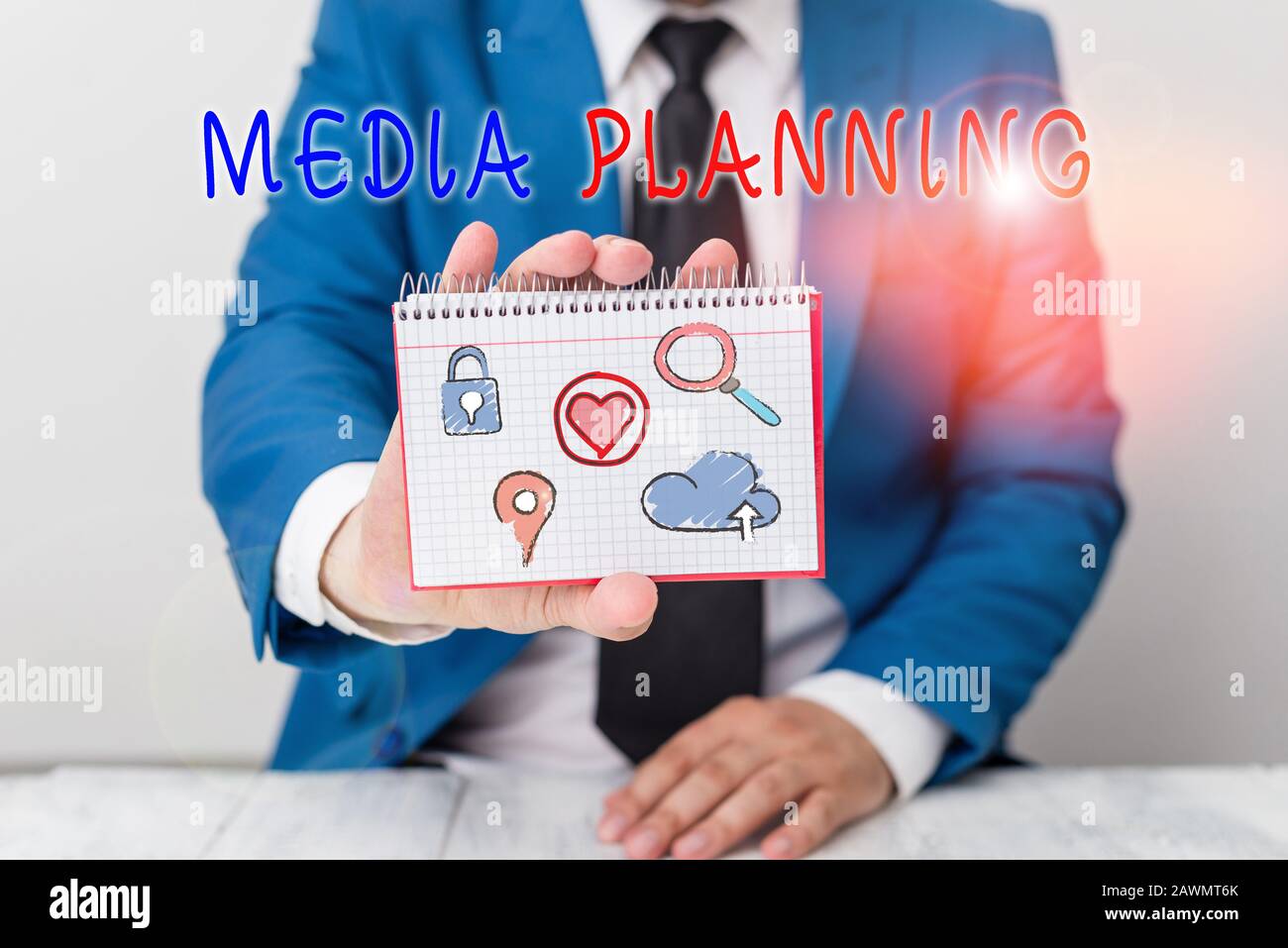 Writing note showing Media Planning. Business concept for the process ...