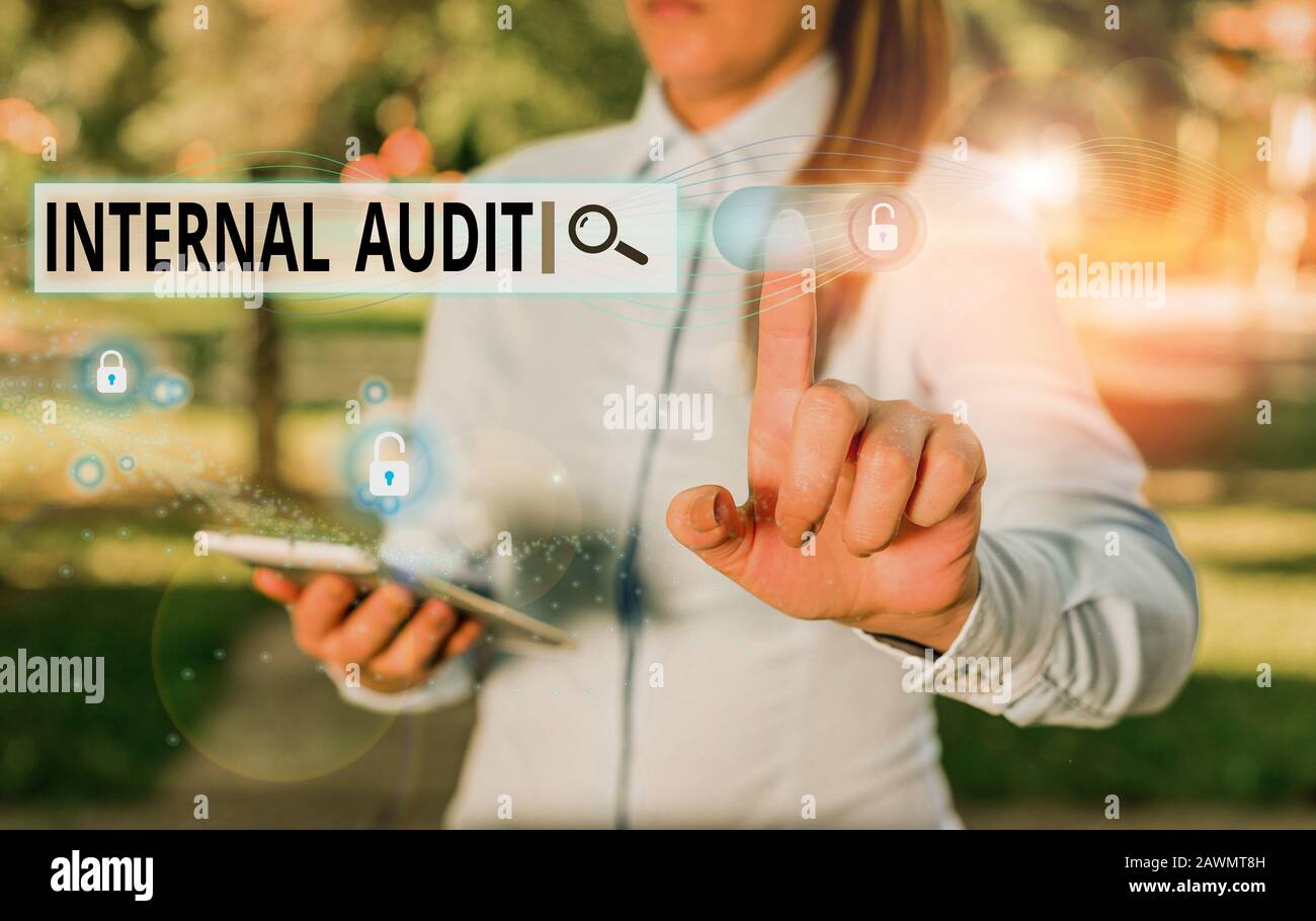 Writing note showing Internal Audit. Business concept for evaluating ...
