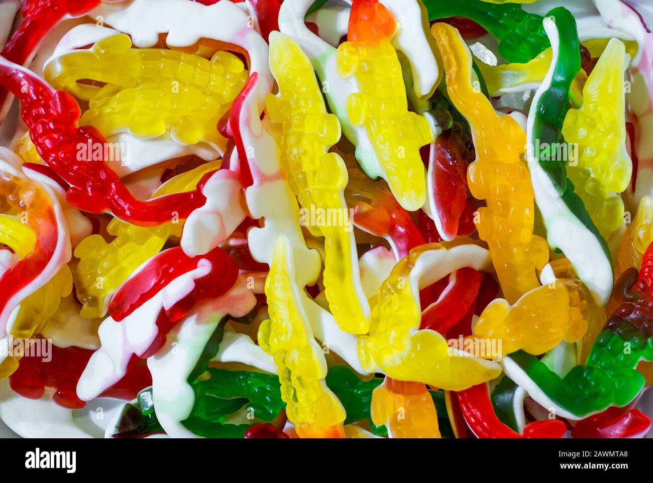 Assorted gummy candies, top view Stock Photo - Alamy
