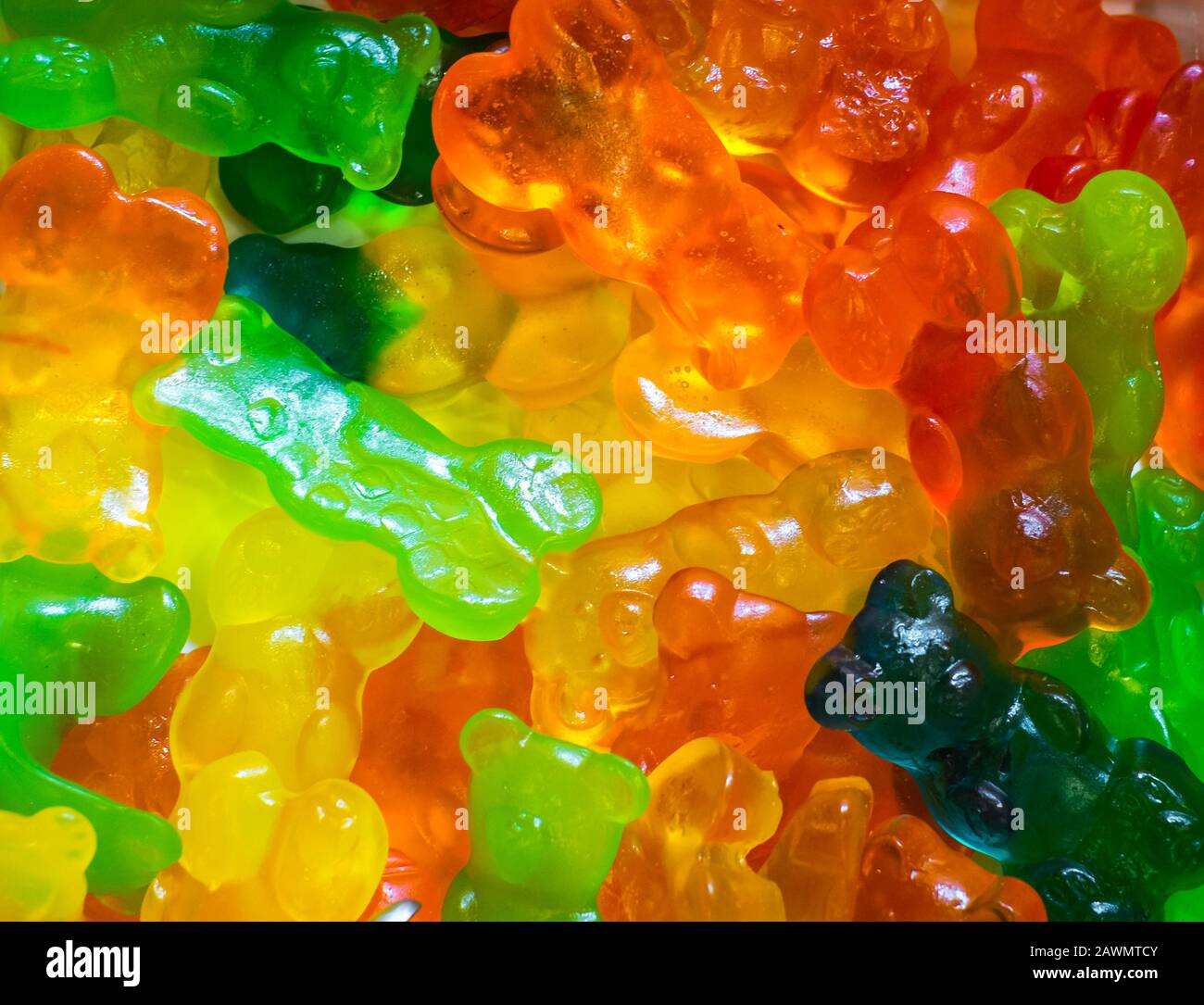 Colorful candies bear, top view Stock Photo - Alamy