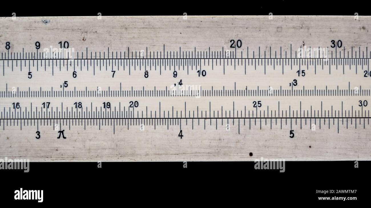 Old pocket slide rule mechanical calculator Stock Photo - Alamy