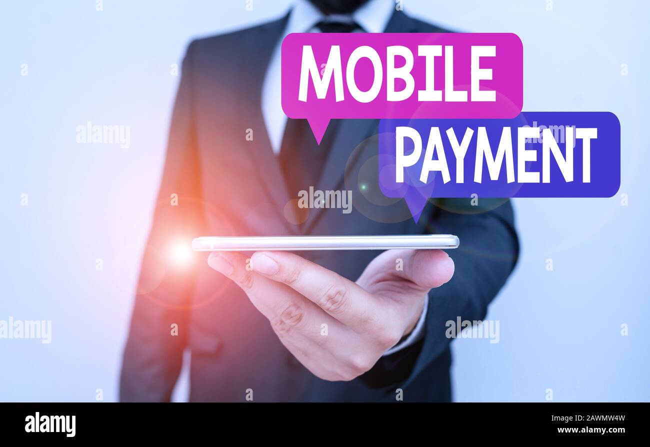 Writing note showing Mobile Payment. Business concept for the payment ...