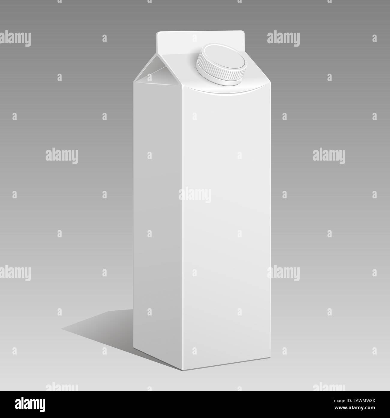 A box of milk on a gray, isolated background. Package. Vector eps10 ...