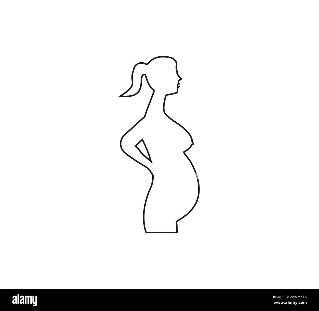 Woman Pregnant, line icon. Vector illustration. Flat Stock Vector Image ...