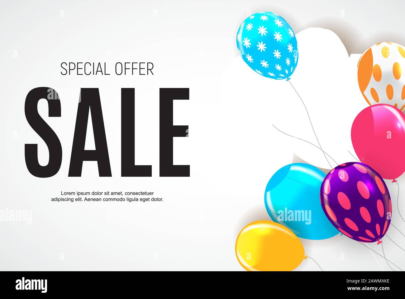 Sale banner with floating balloons. Vector illustration Stock Vector ...