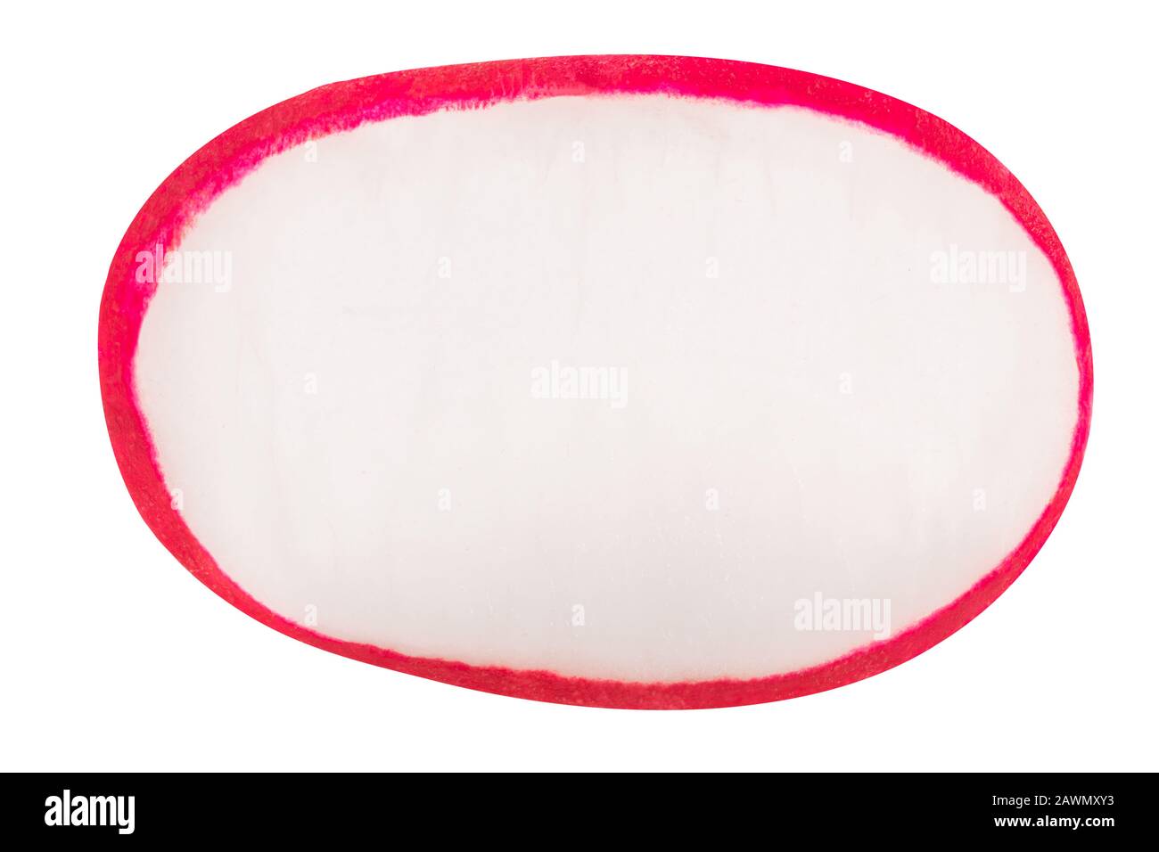 Radish slice, a finely cut Raphanus raphanistrum root, isolated Stock ...