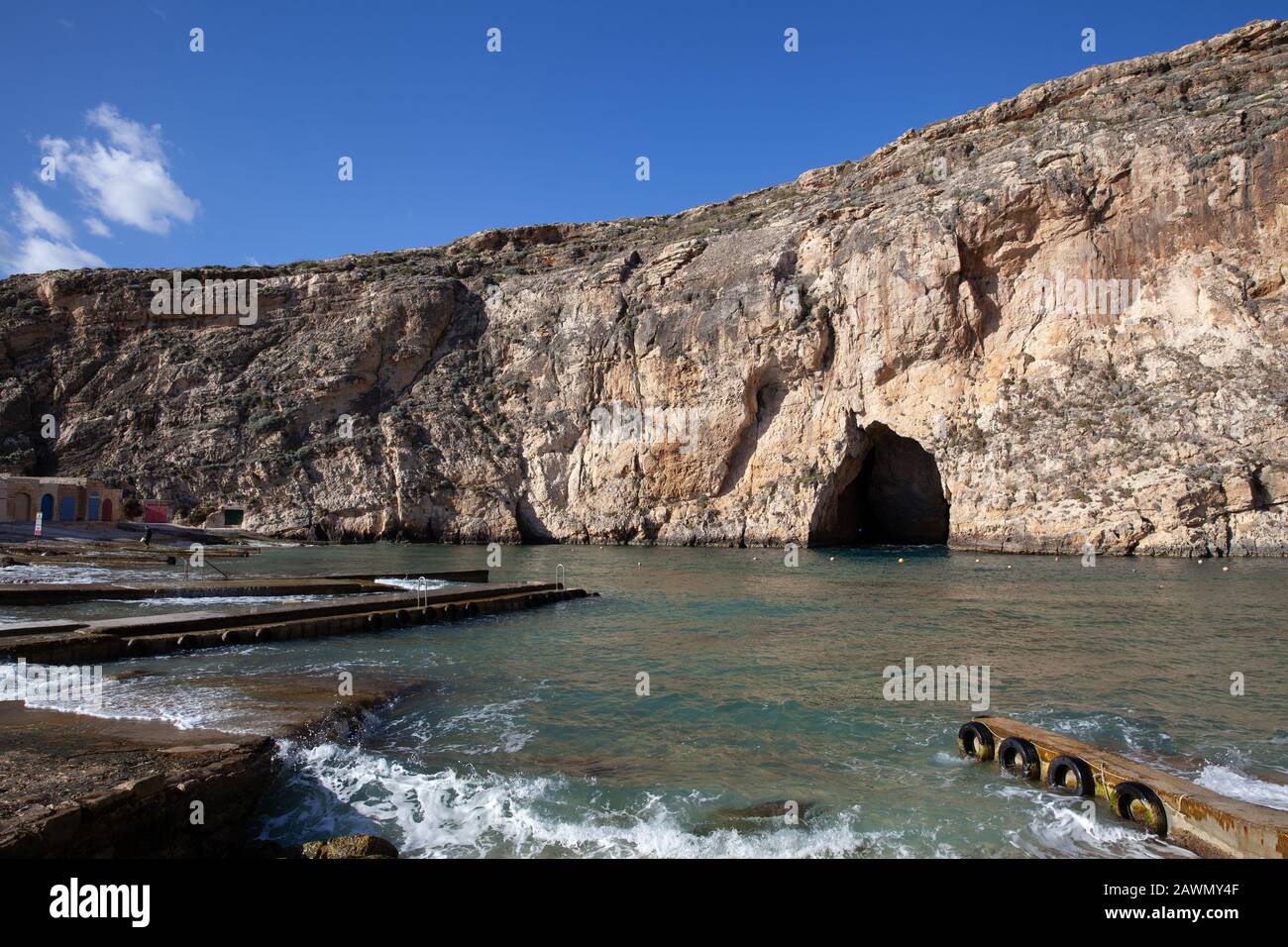 Inland Sea with turquoise water and blue sky , Gozo, Malta Stock Photo ...