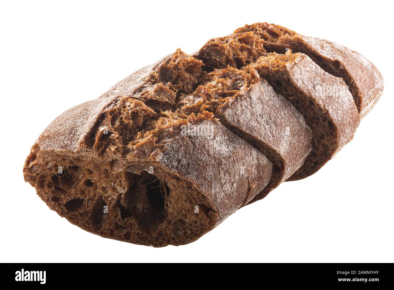 Dark whole-grain rye bread, sliced loaf, isolated Stock Photo - Alamy