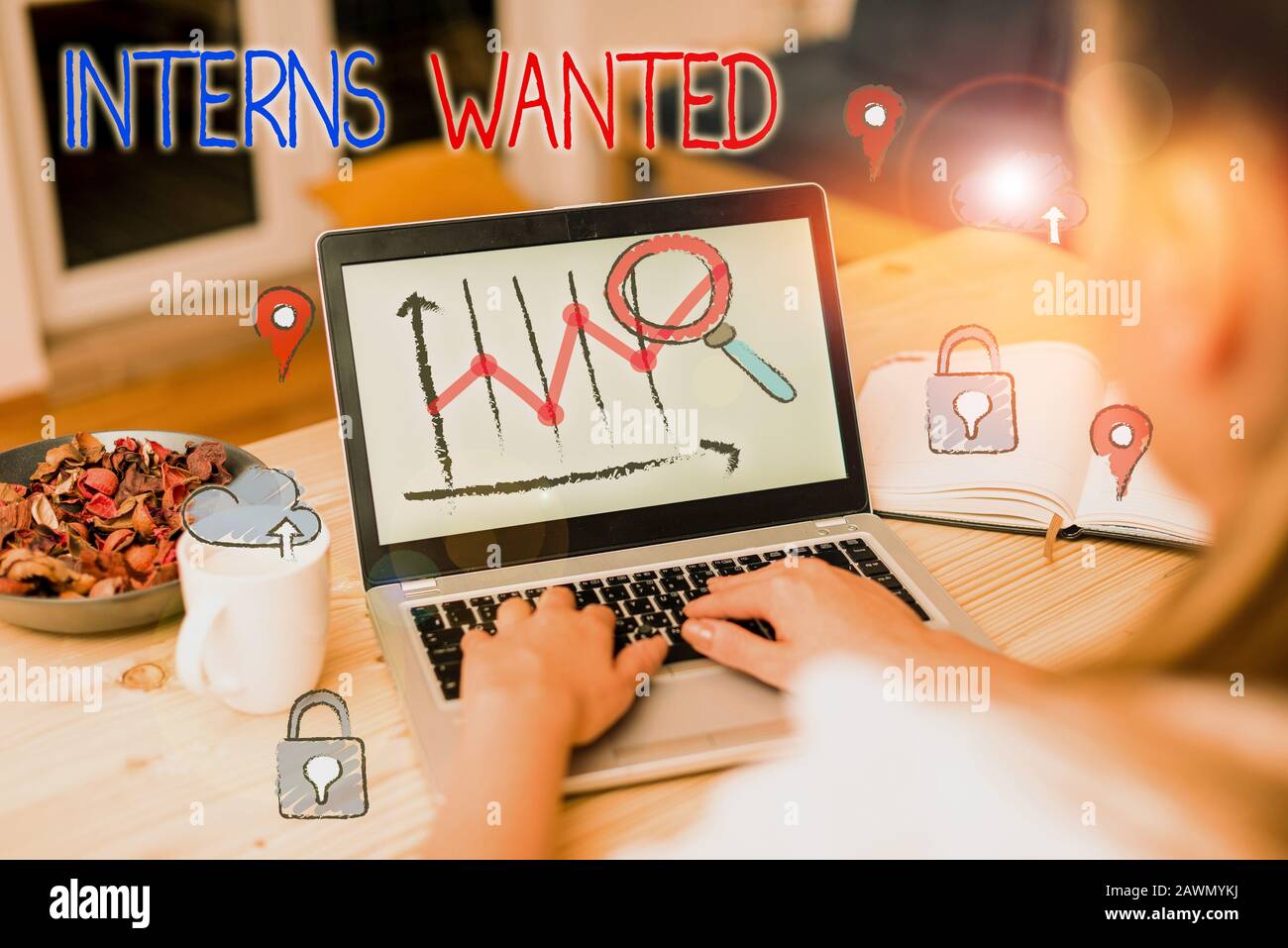 Handwriting text Interns Wanted. Conceptual photo temporary position ...