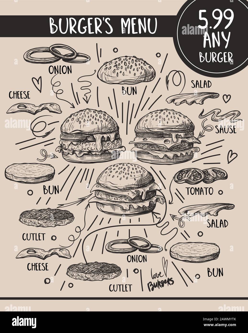 Restaurant offer menu card Stock Vector Images - Alamy