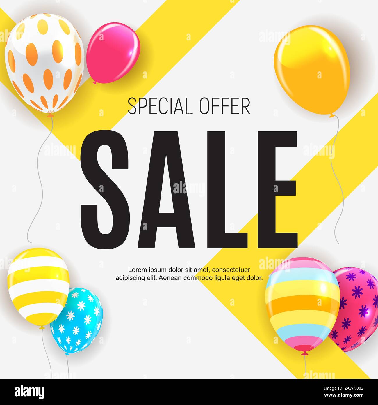 Sale banner with floating balloons. Vector illustration Stock Vector ...