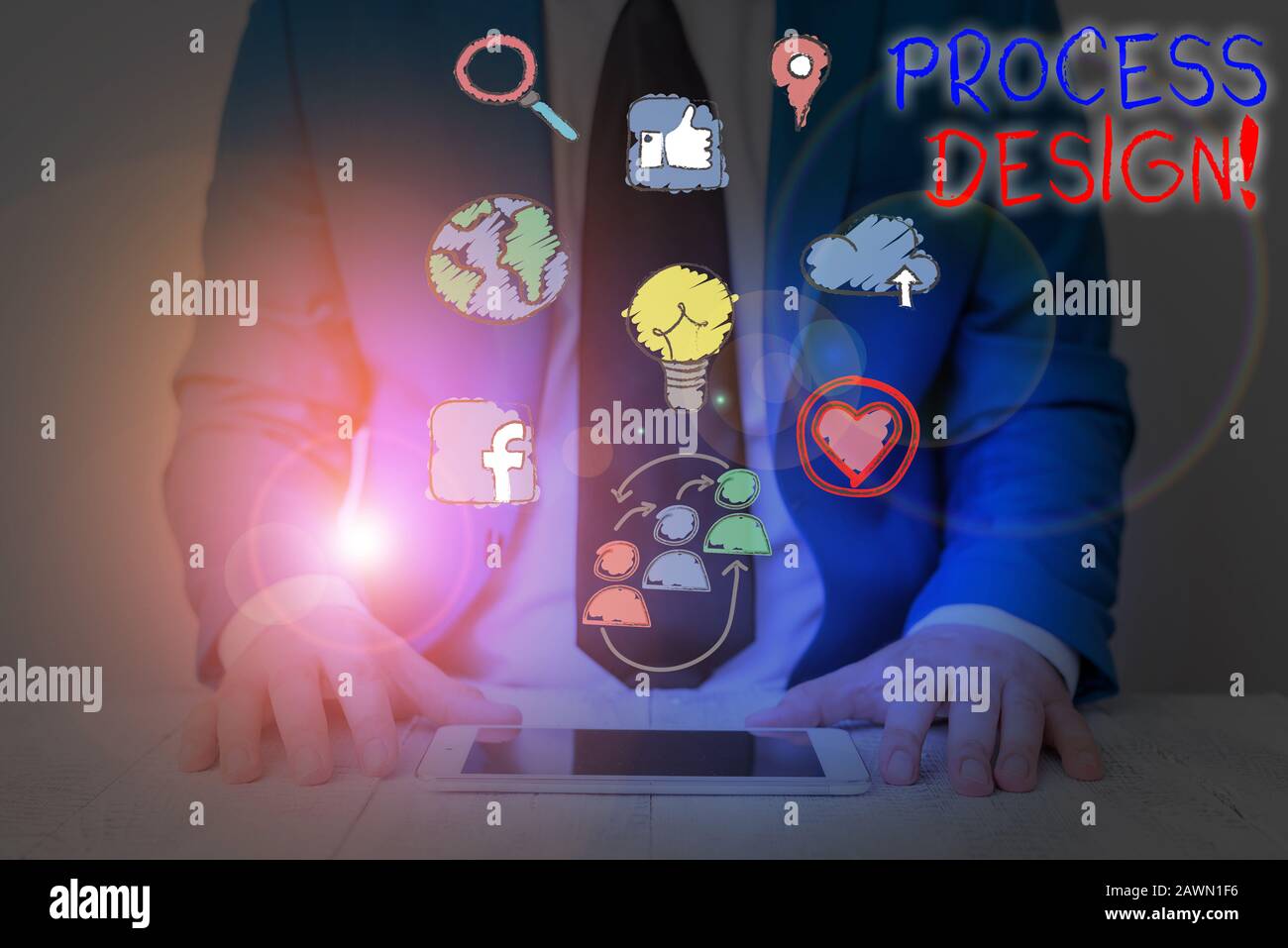 Handwriting text Process Design. Conceptual photo process of originating and developing a plan ...