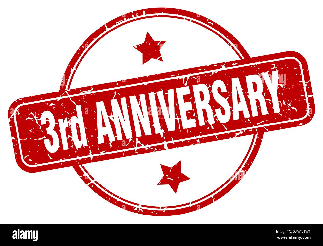 3rd anniversary stamp. 3rd anniversary round vintage grunge sign. 3rd ...