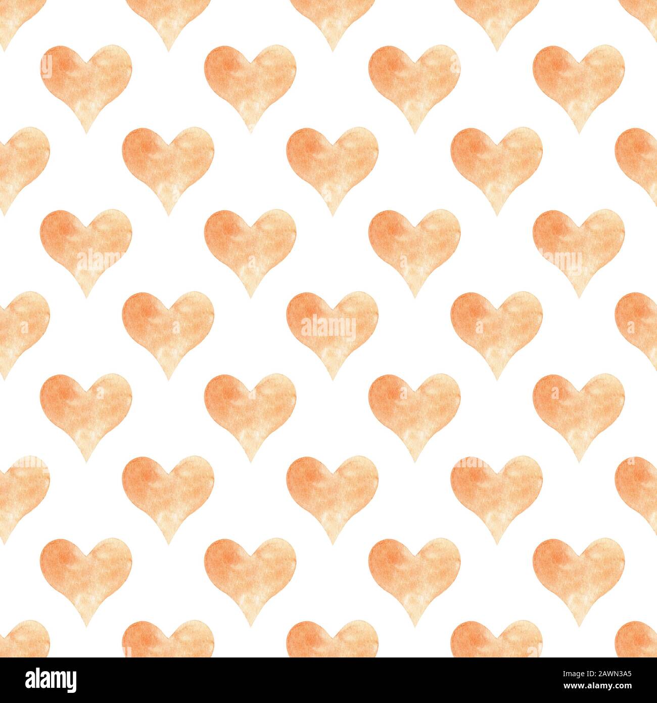 Seamless pattern with orange hearts. Hand drawn raster illustration ...