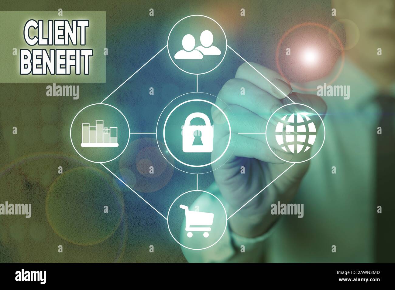 Writing note showing Client Benefit. Business concept for The real or ...