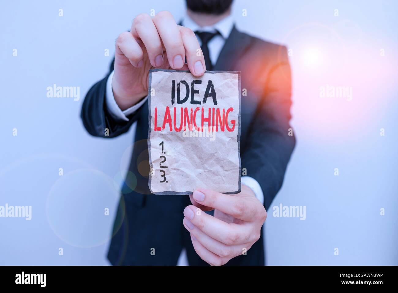Text sign showing Idea Launching. Business photo showcasing to begin ...