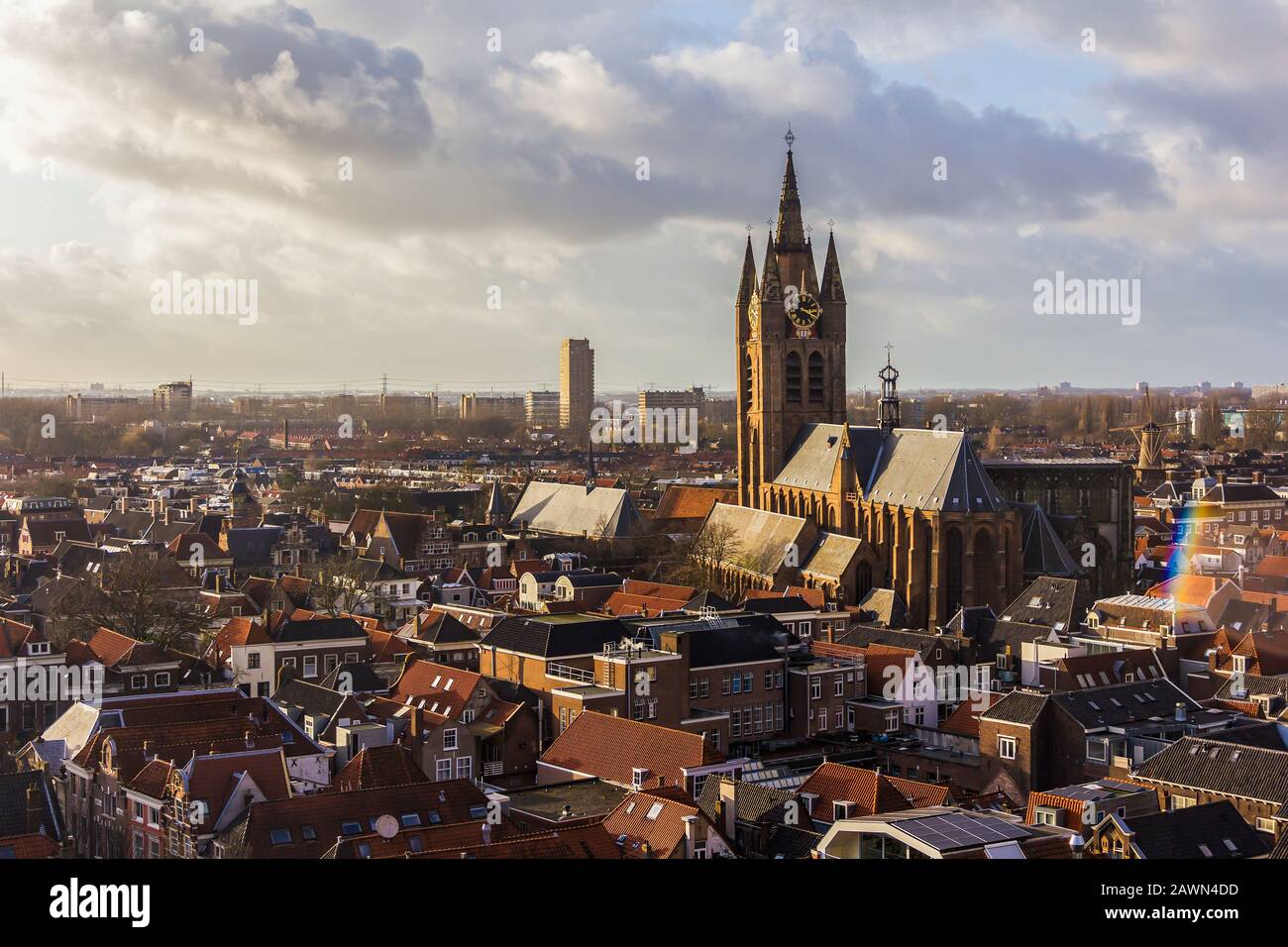 Delft, the Netherlands, Holland,January 18, 2020. Top view from the New ...