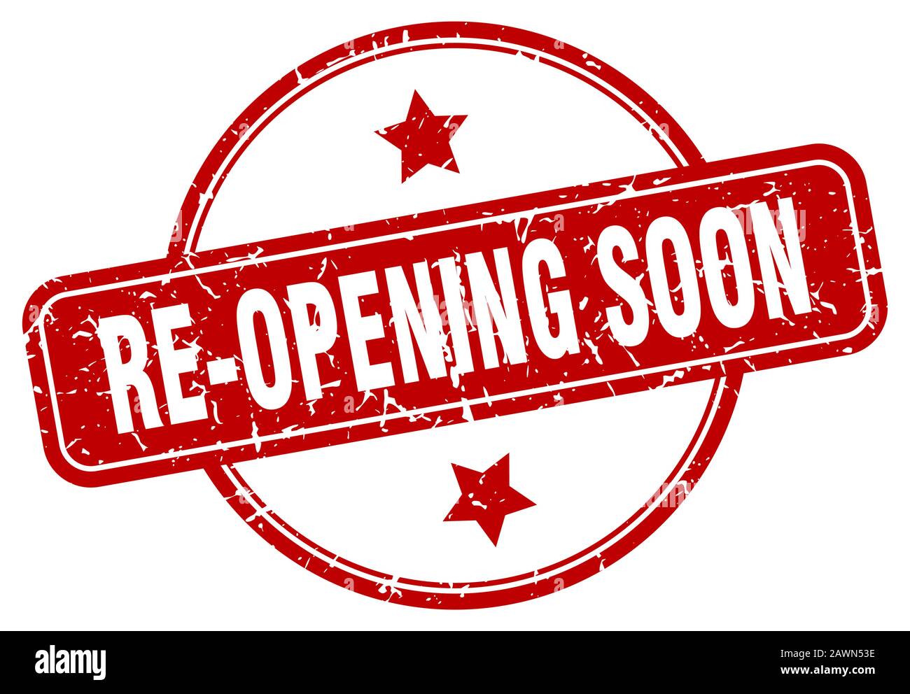 re-opening soon stamp. re-opening soon round vintage grunge sign. re ...
