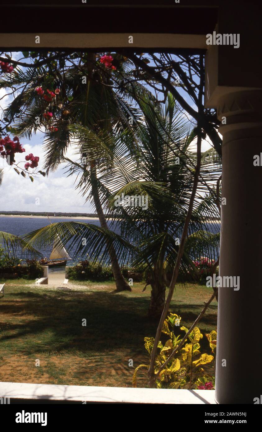 Peponi Hotel on the beach, near old town of Lamu, island off Indian ...