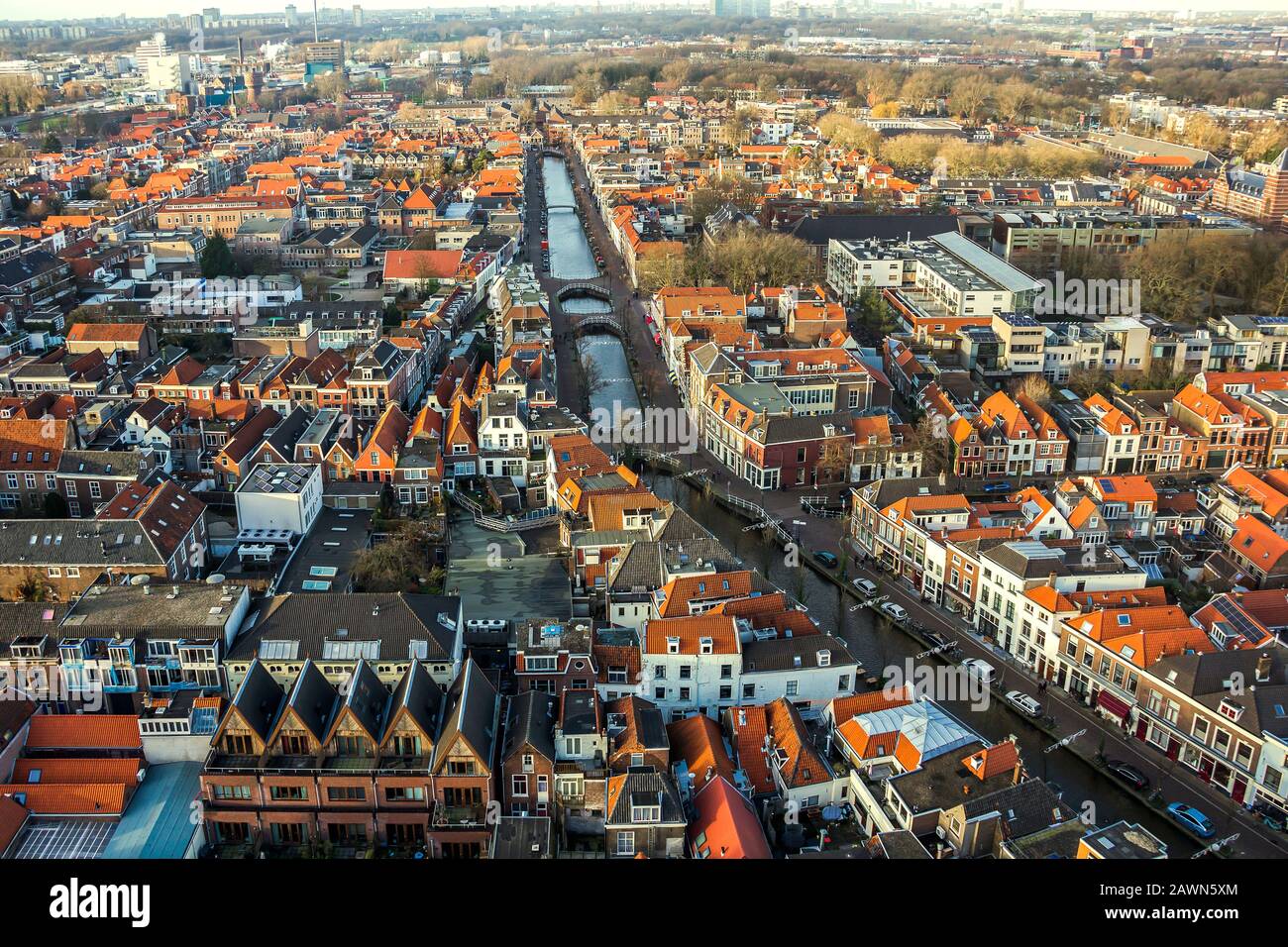 Delft, the Netherlands, Holland,January 18, 2020. Top view from New ...