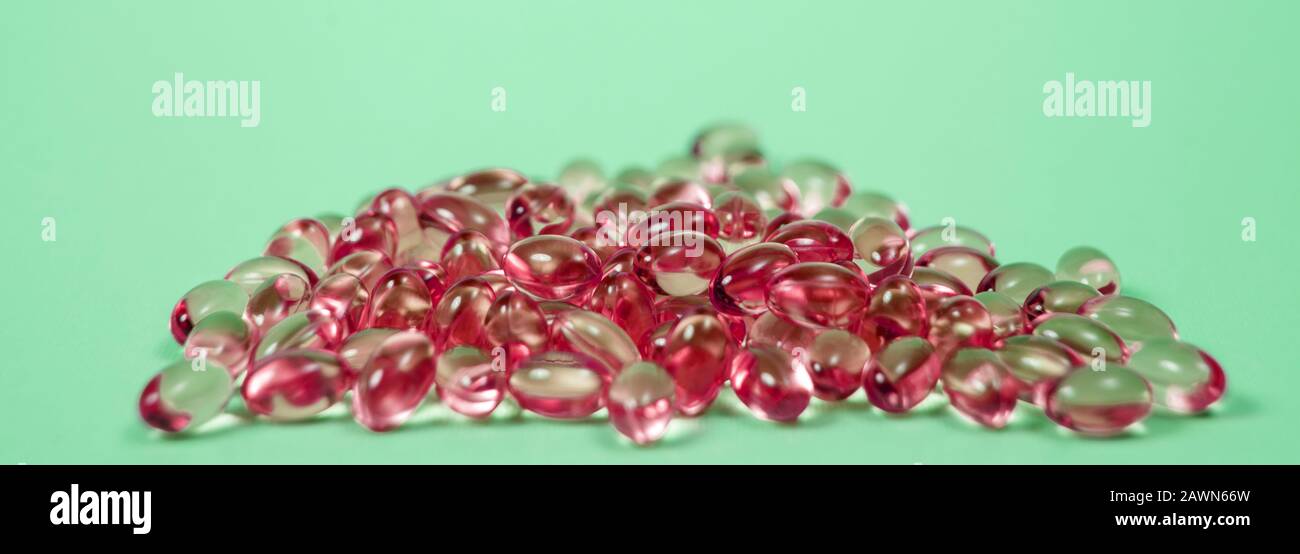 Capsules with fats for diet and healthy eating with a copy of space ...