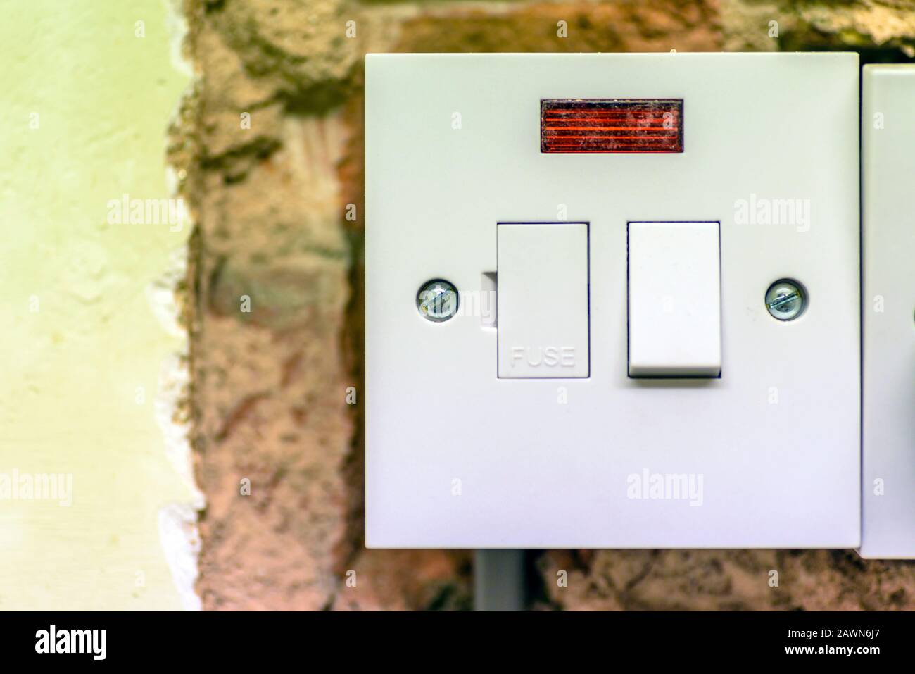 electric socket in a wall during renovation in england uk Stock Photo ...