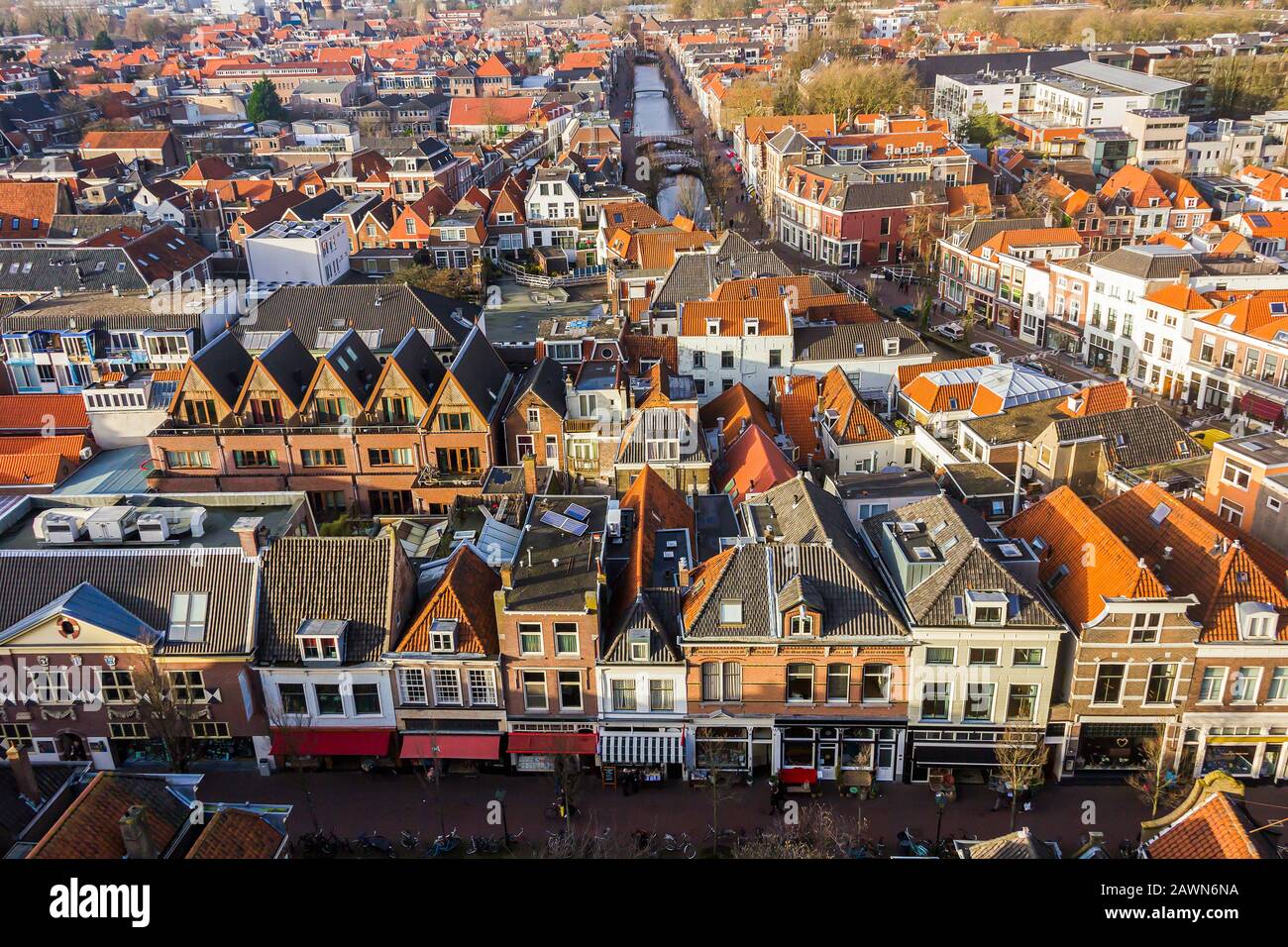 Delft, the Netherlands, Holland,January 18, 2020. Top view from New ...