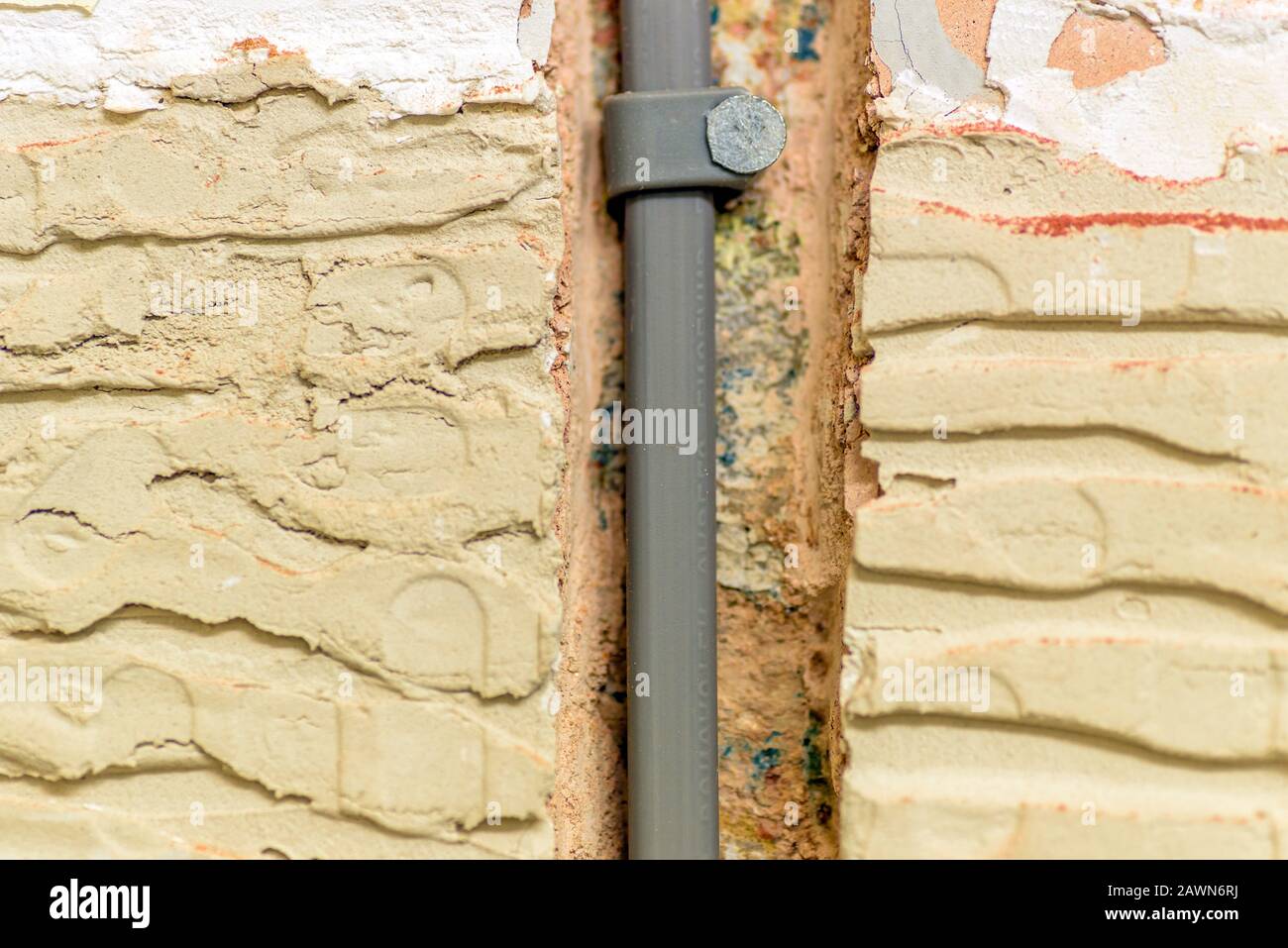 electric wires in a wall during renovation in england uk Stock Photo ...