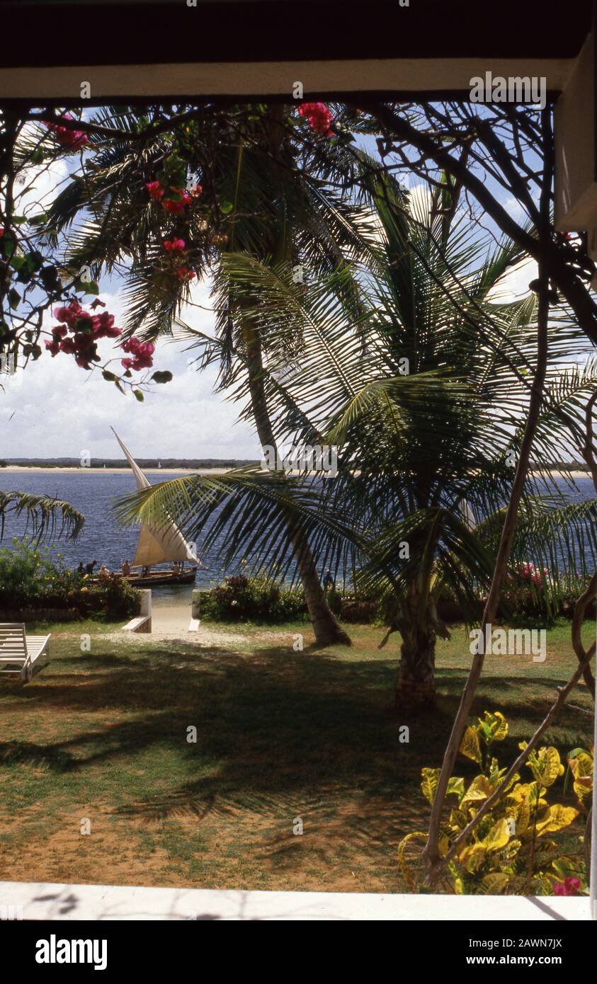 Peponi Hotel on the beach, near old town of Lamu, island off Indian ...
