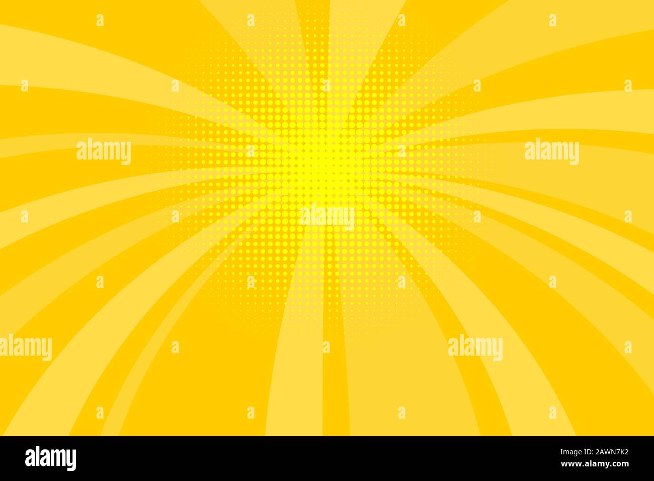Comic yellow sunbeam background retro pop art style cartoon Stock ...