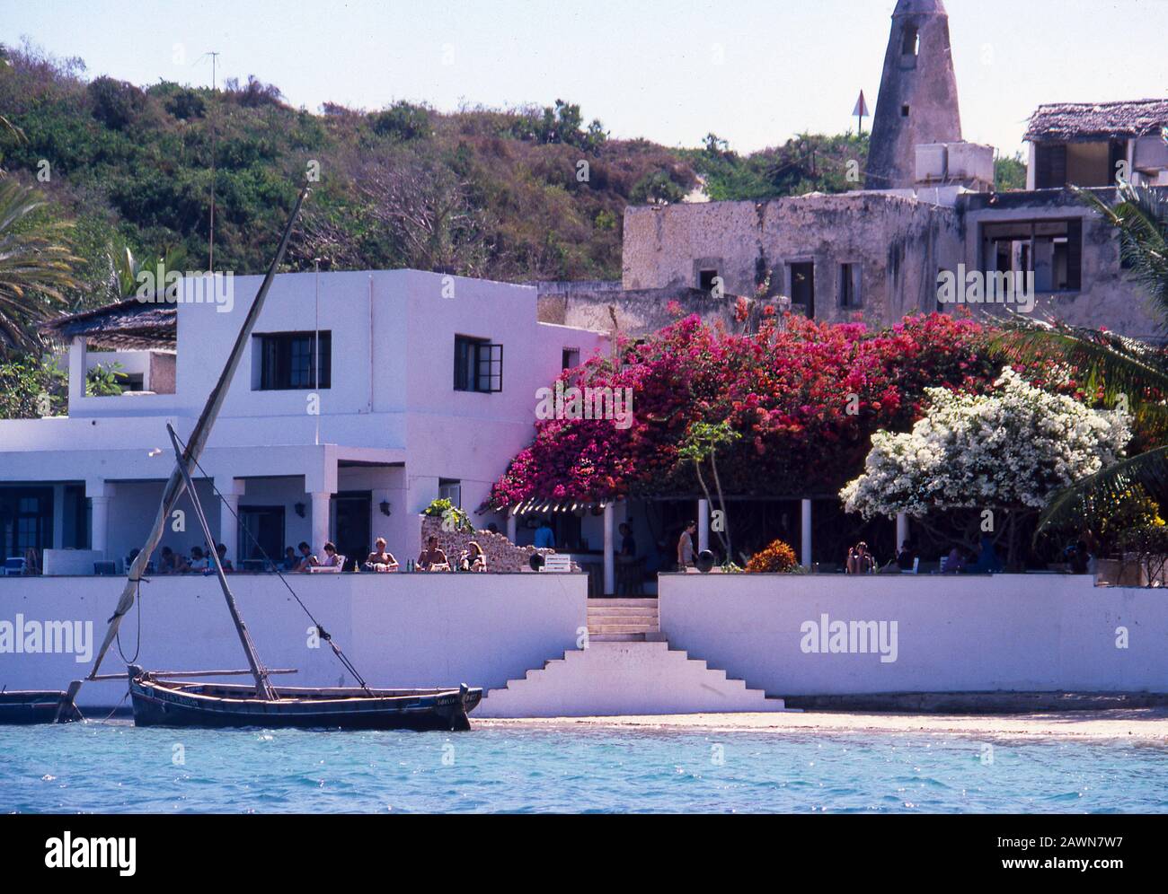 Peponi Hotel on the beach, near old town of Lamu, island off Indian ...