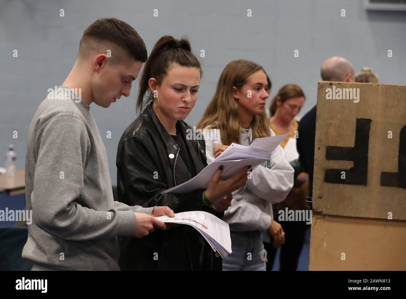Officials at Phibblestown Community Centre in Dublin where counting is ...