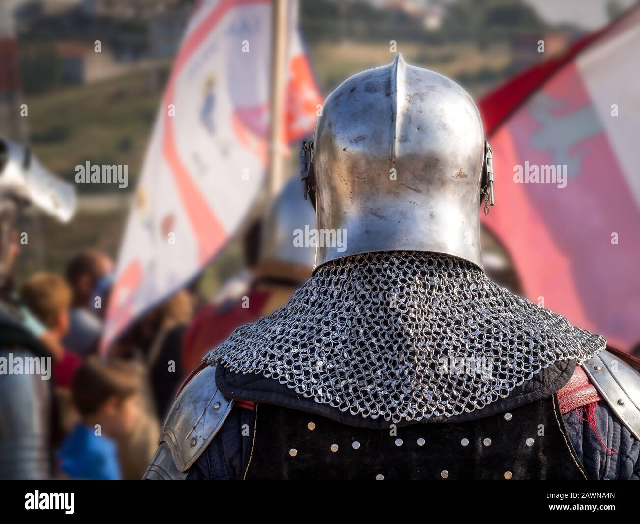 Back view of a medieval knight on a recreation event Stock Photo - Alamy