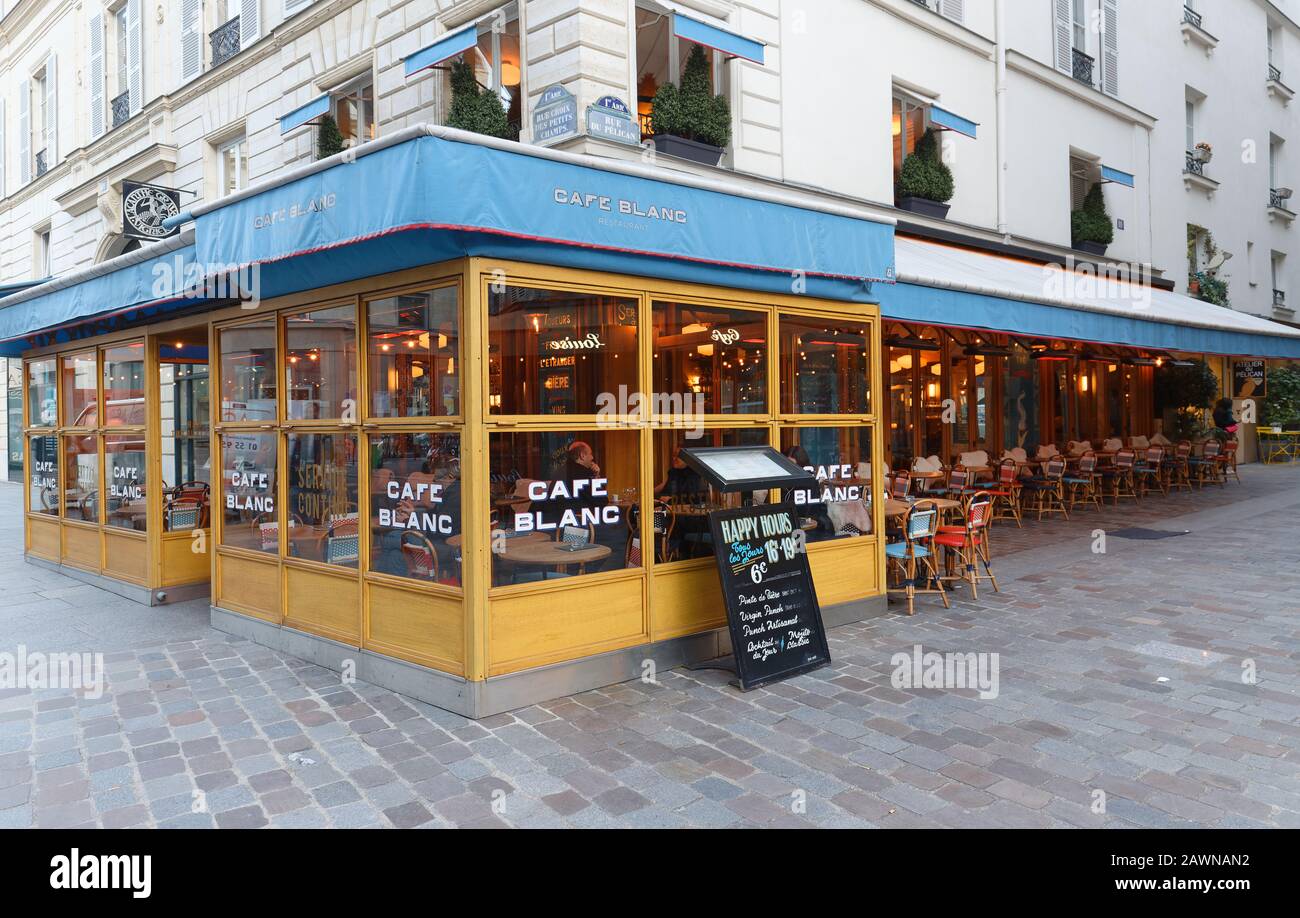 The traditional French cafe Blanc located near Louvre museum in ...