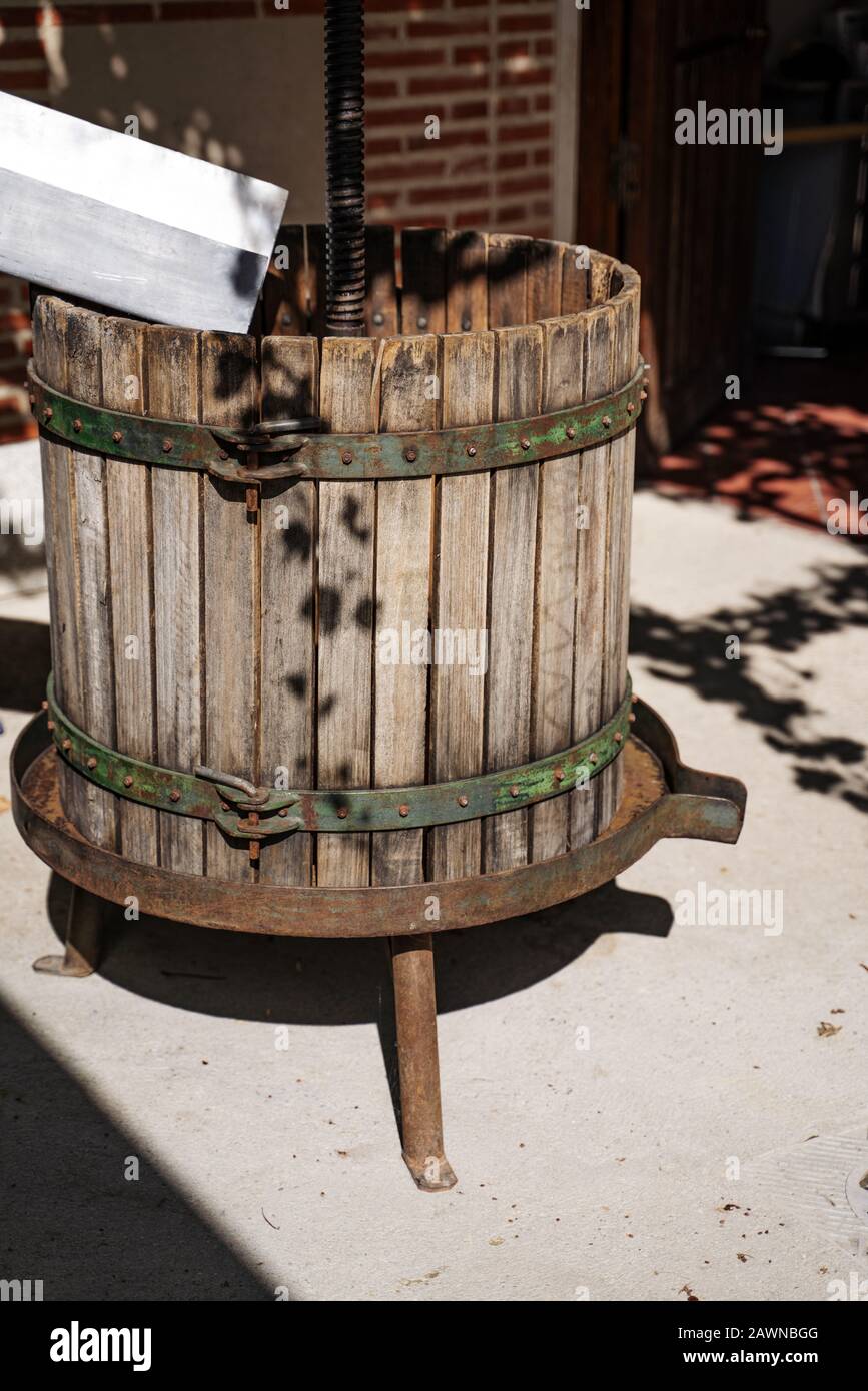 Wine making grape pressing machine hi-res stock photography and images ...