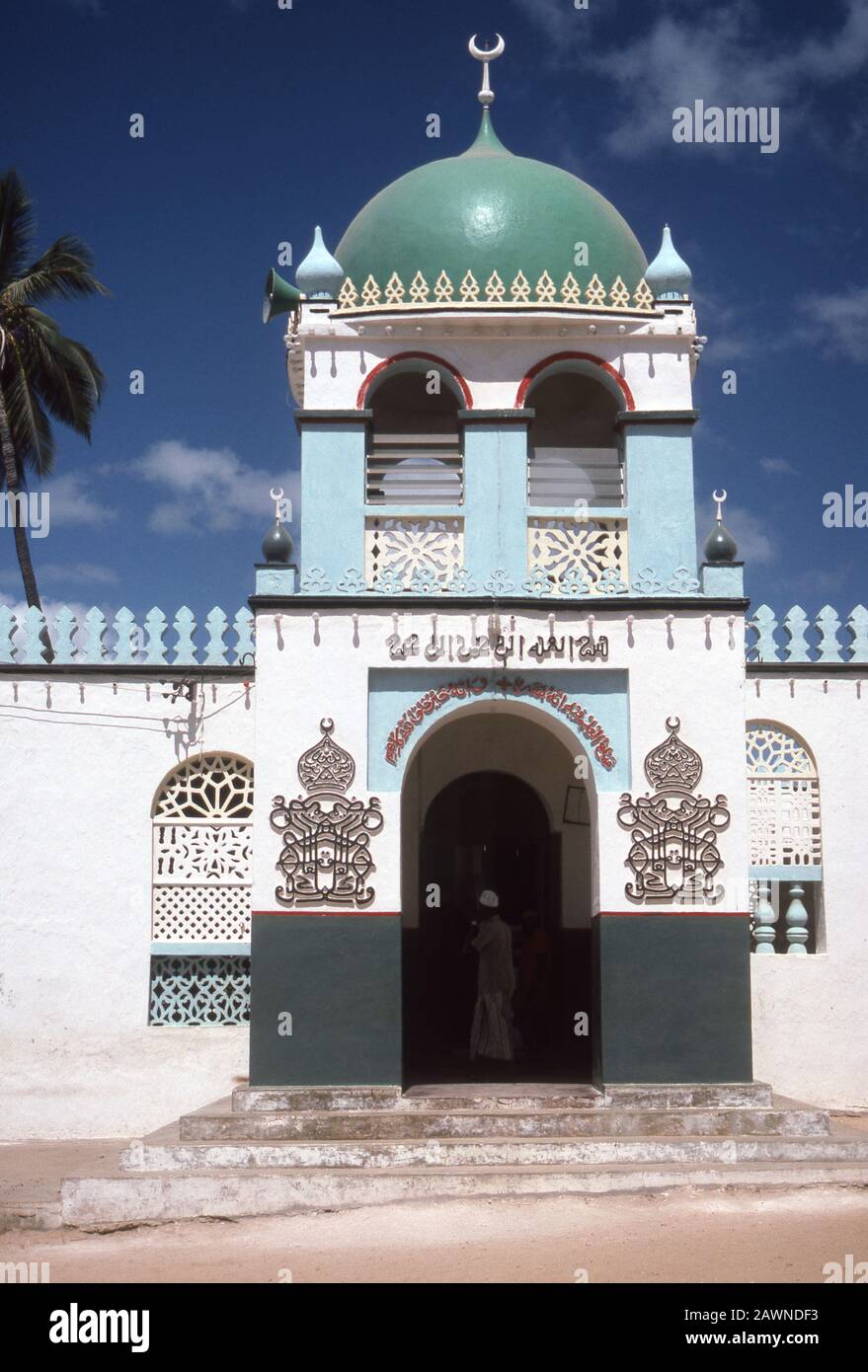 Mosque in old town of Lamu, Indian Ocean coast of Kenya. Lamu was on ...