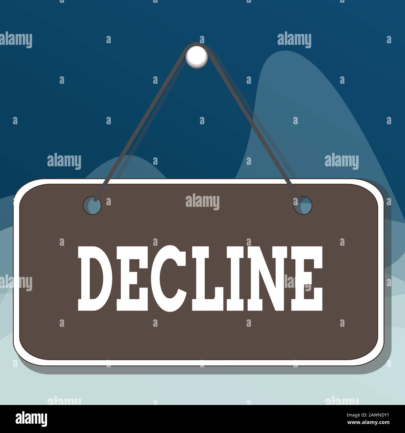 Writing note showing Decline. Business concept for Become smaller fewer less Decrease Politely ...