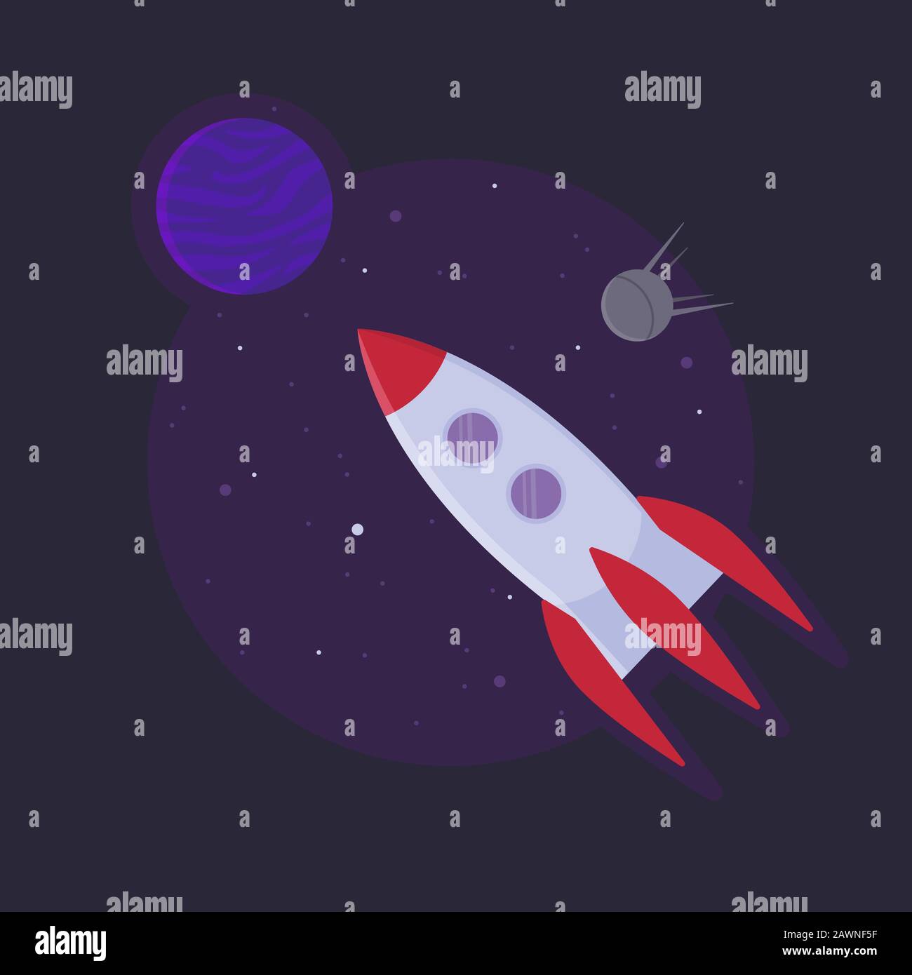 Space rocket ship into open space. Startup sucess concept. Stock vector ...