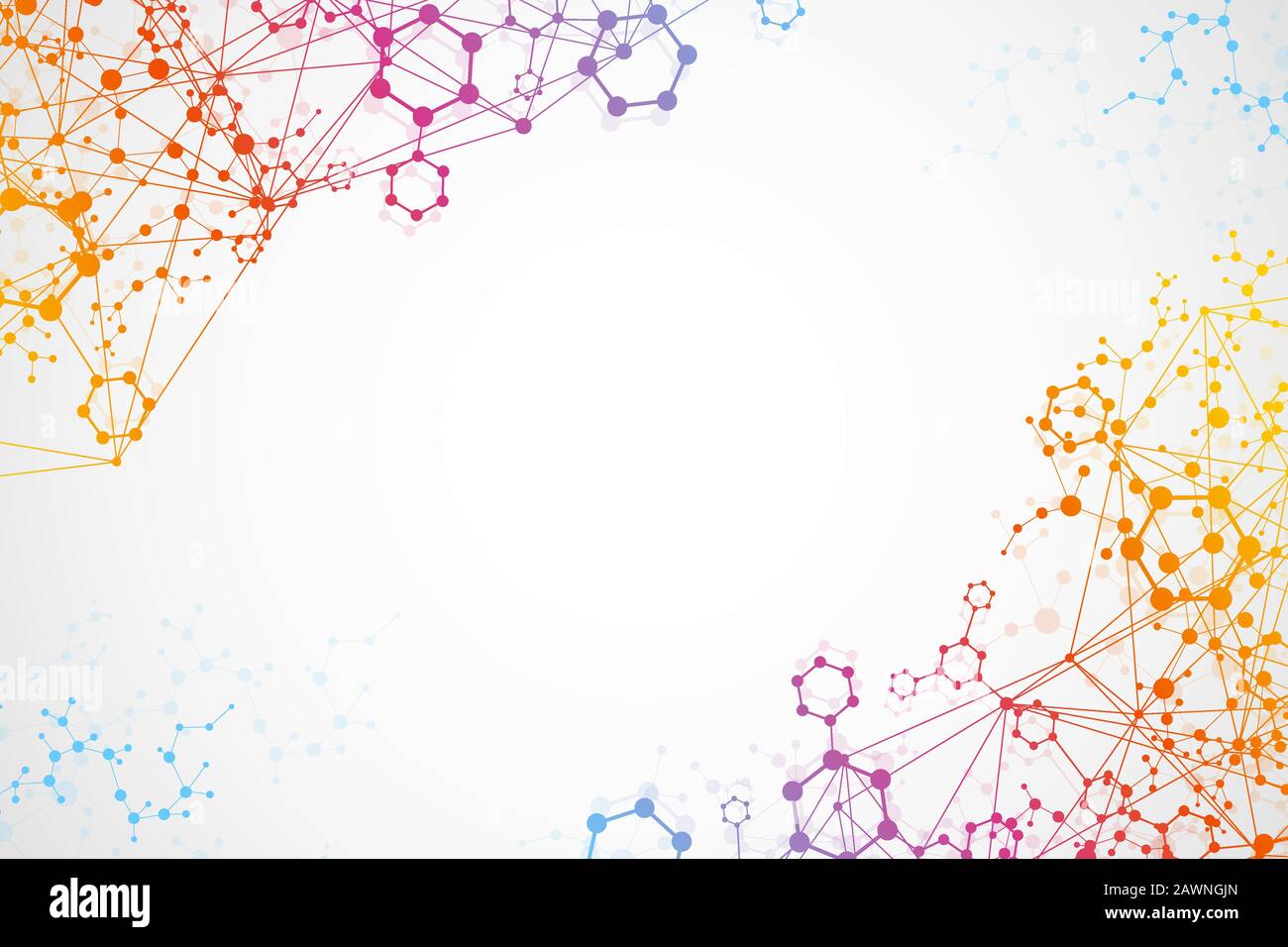 Science network pattern, connecting lines and dots. Technology hexagons ...